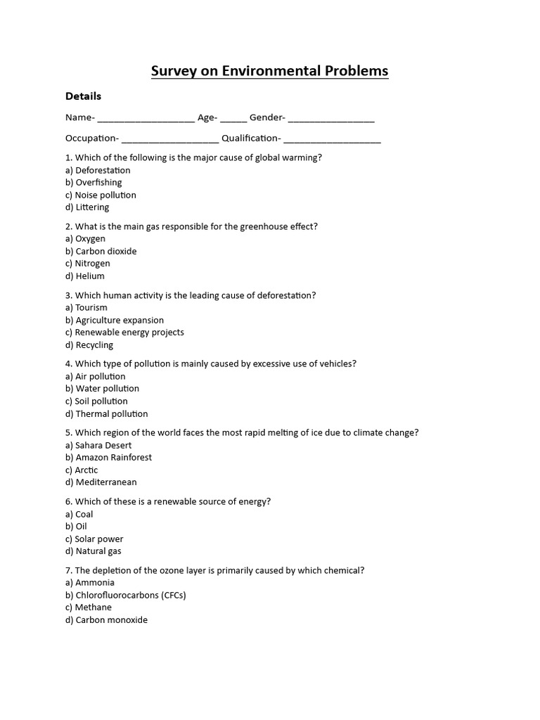 Survey On Environmental Problems | PDF