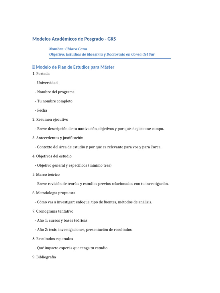 Modelos Academicos Posgrado GKS Chiara | PDF