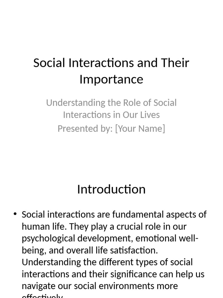 Social Interactions and Their Importance | PDF