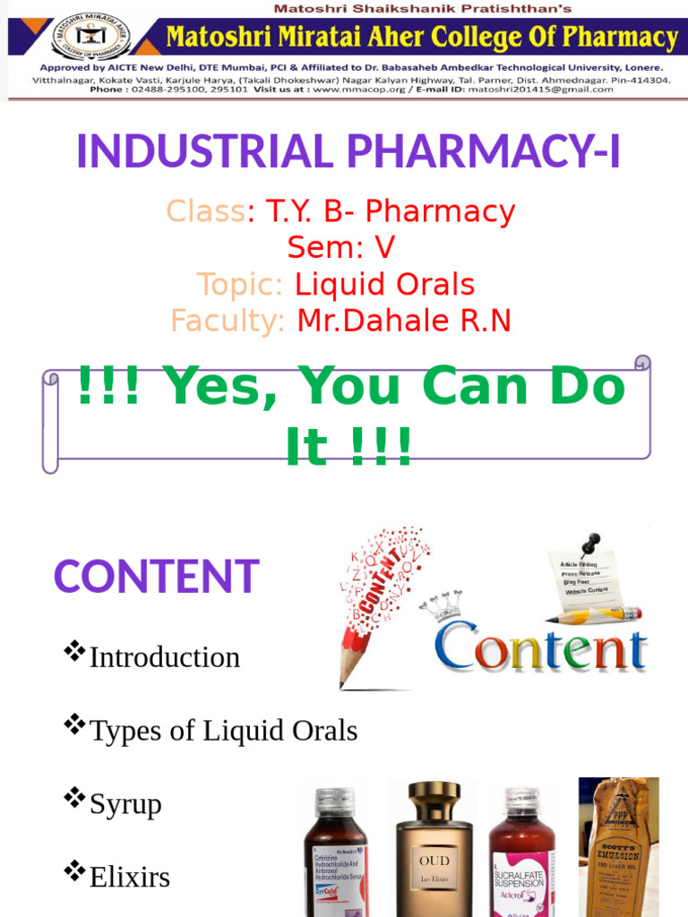 Liquid Oral Dosage Forms Overview | PDF | Emulsion | Surfactant