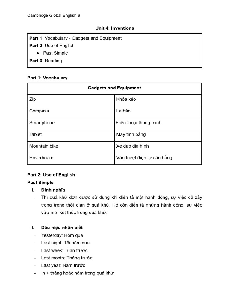 Unit 4 - Inventions | PDF