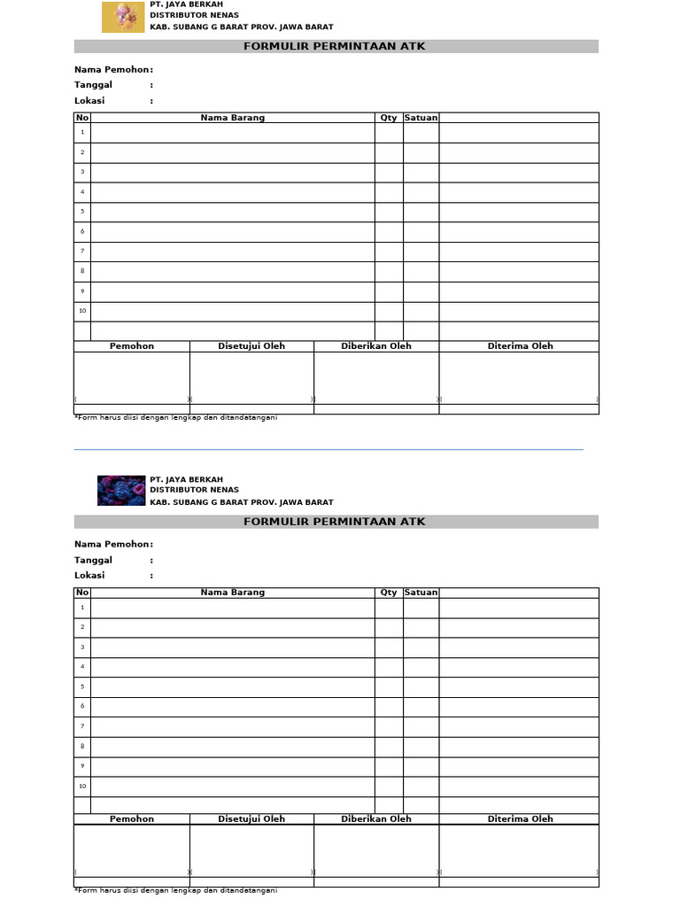 Form Permintaan Atk | PDF