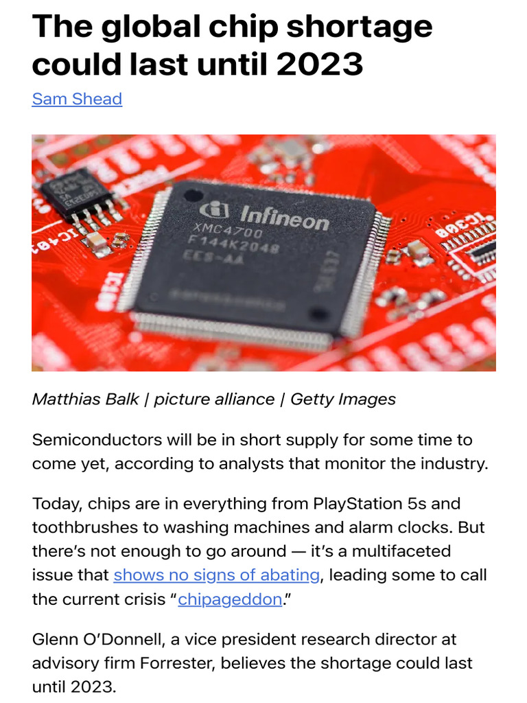 Global Chip Shortage Could Last Until 2023 | PDF | Economies