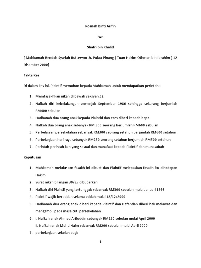 Evidence Fasakh Dan Taklik | PDF