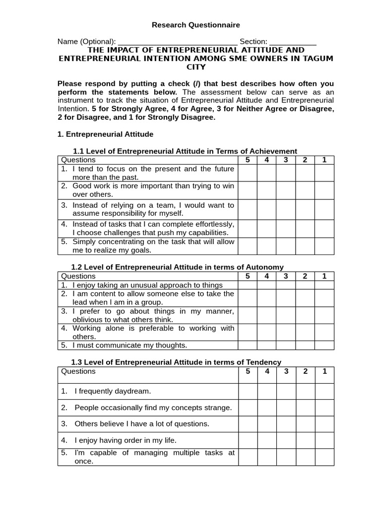Research Questionnaire | PDF | Cognition | Behavioural Sciences