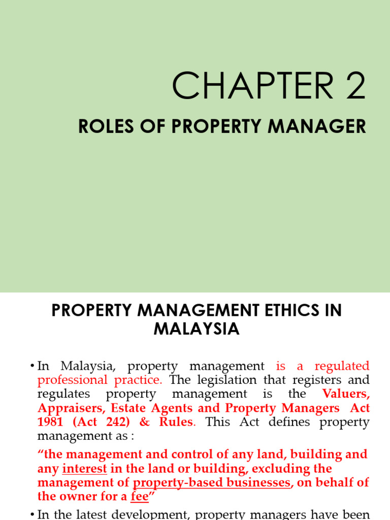 Property Management Roles in Malaysia | PDF | Real Estate Appraisal | Lease