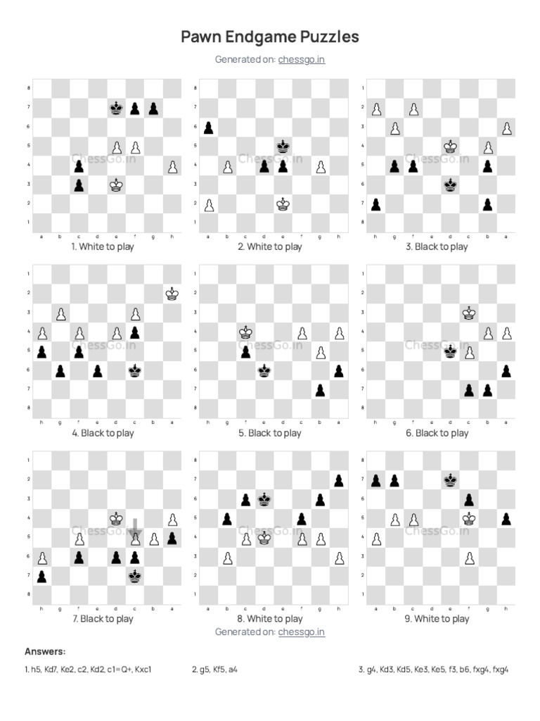 Pawn Endgame Chess Puzzles - Insane Difficulty - ChessGo - in | PDF ...