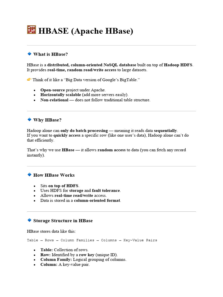 ? HBASE | PDF | Apache Hadoop | No Sql