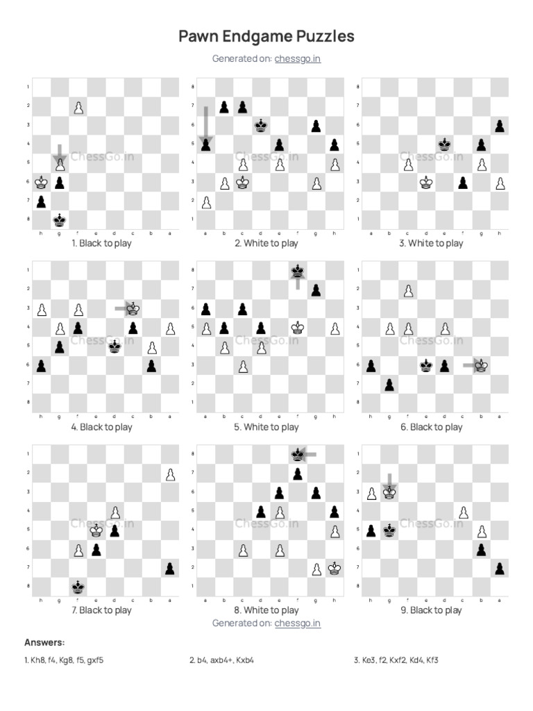 Pawn Endgame Puzzles Collection | PDF | Abstract Strategy Games ...