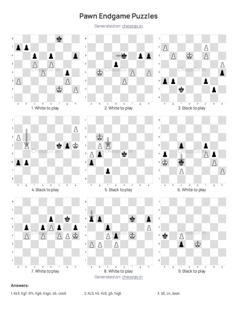 Pawn Endgame Chess Puzzles - Harder Difficulty - ChessGo - in | PDF ...
