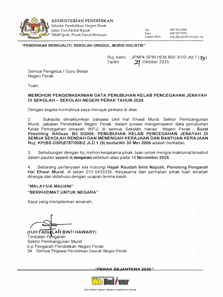 251029 - Pgb_memohon Pengemaskinian Data Penubuhan Kelab Pencegahan Jenayah Di Sekolah-sekolah ...