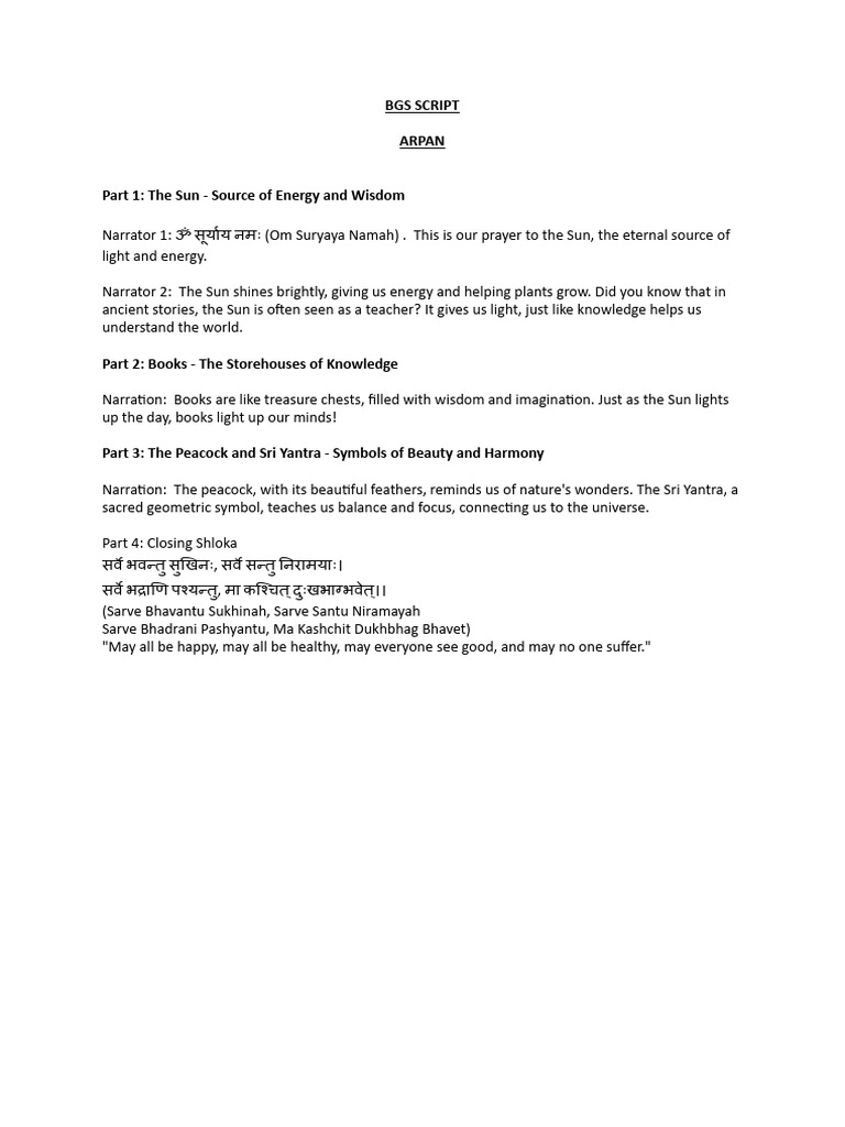 BGS SCRIPT - Nursery Kids | PDF