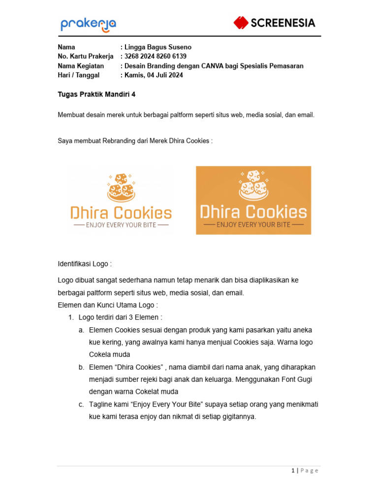 Rebranding Dhira Cookies dengan Canva | PDF