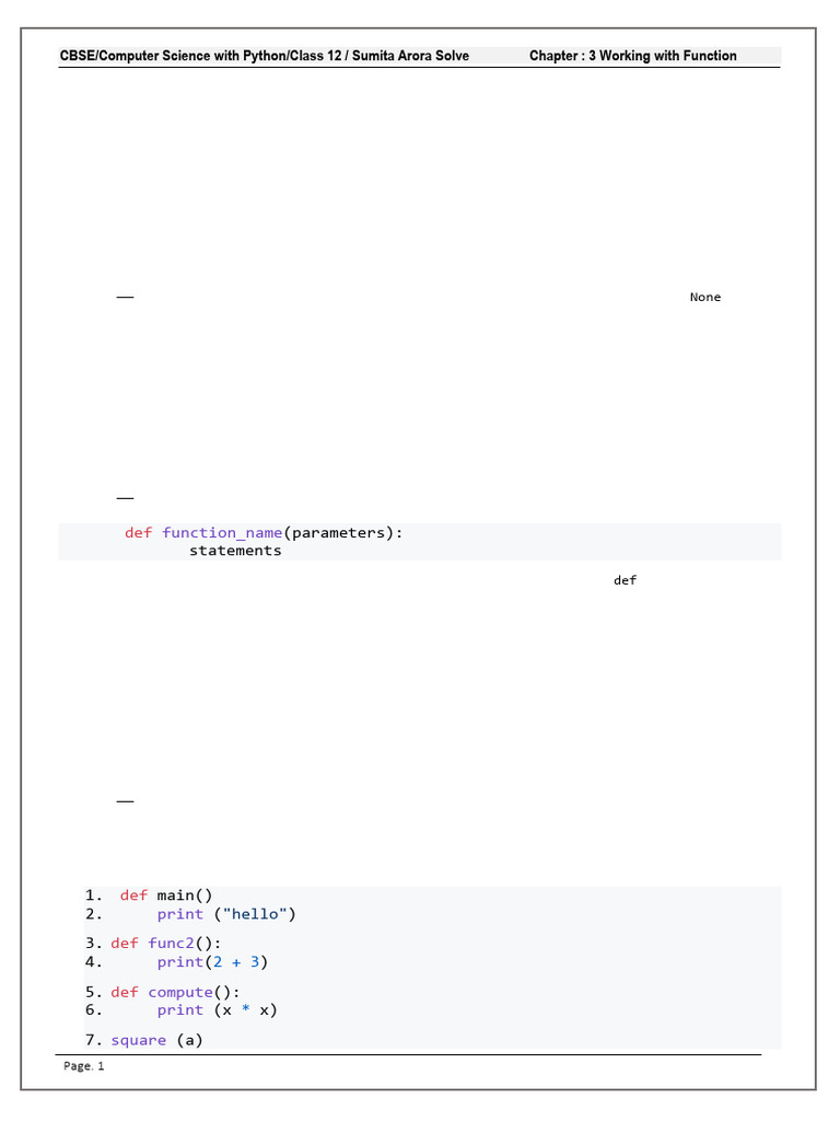 Chapter 3 Function Sumita Arora | PDF | Parameter (Computer Programming) | Scope (Computer Science)