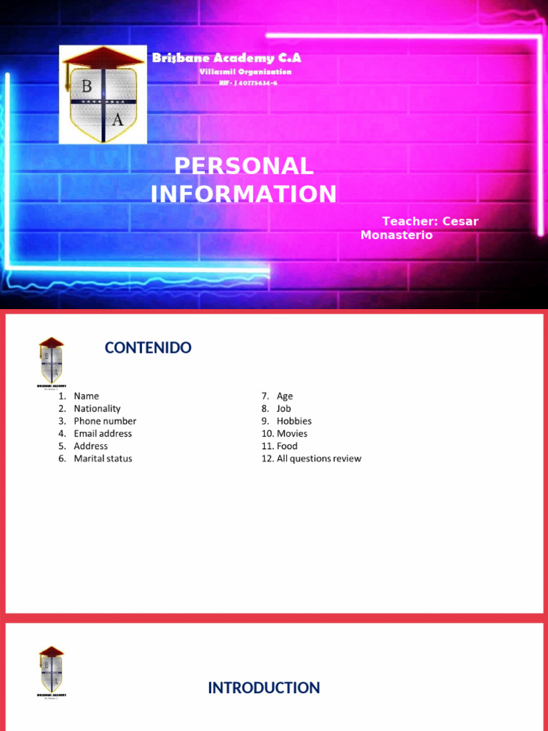 Personal Information Class | PDF | Comunicación humana
