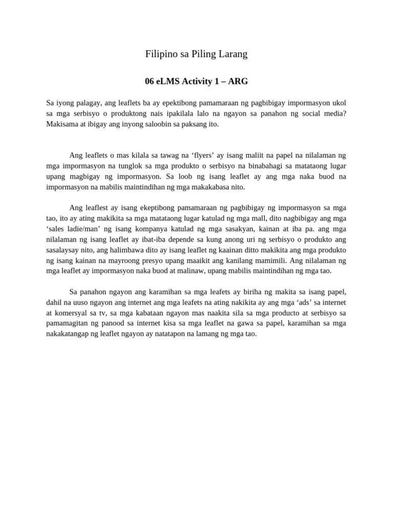 FPL - 06 Elms Activity 1 - Arg | PDF