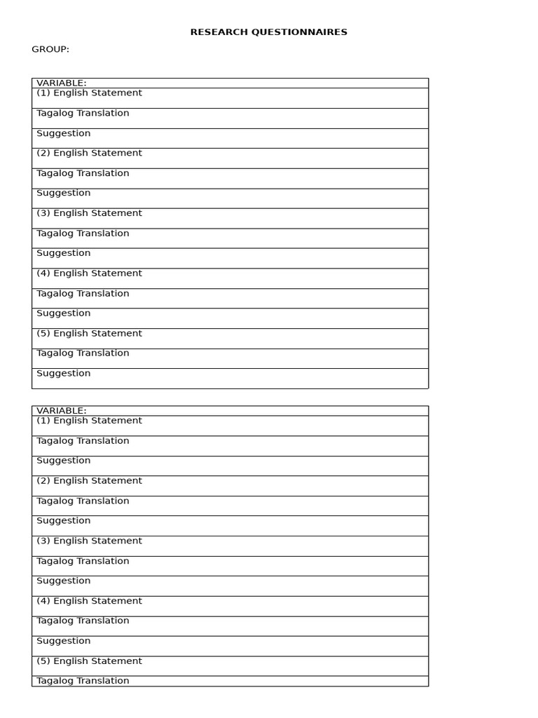 Bilingual Research Questionnaires Guide | PDF