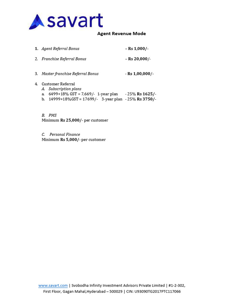 Agent Revenue Model | PDF