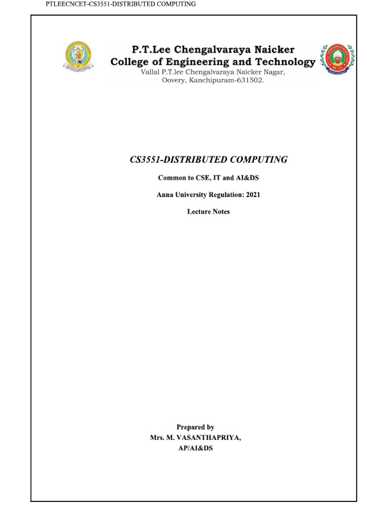 Cs3551-Distributed Computing Notes | PDF