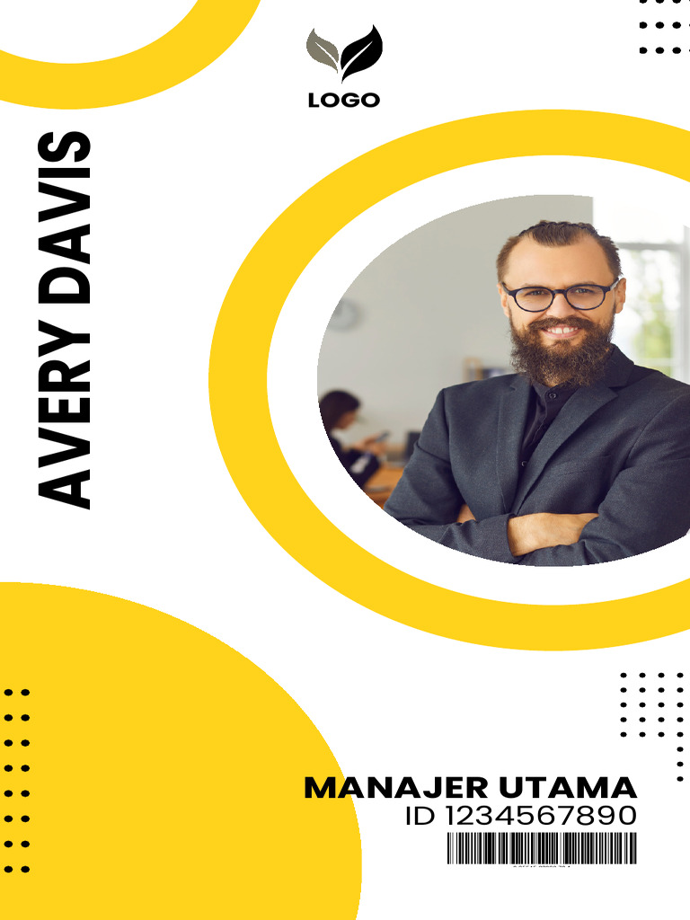 Kuning Dan Putih Modern Manajer Utama Id Card | PDF