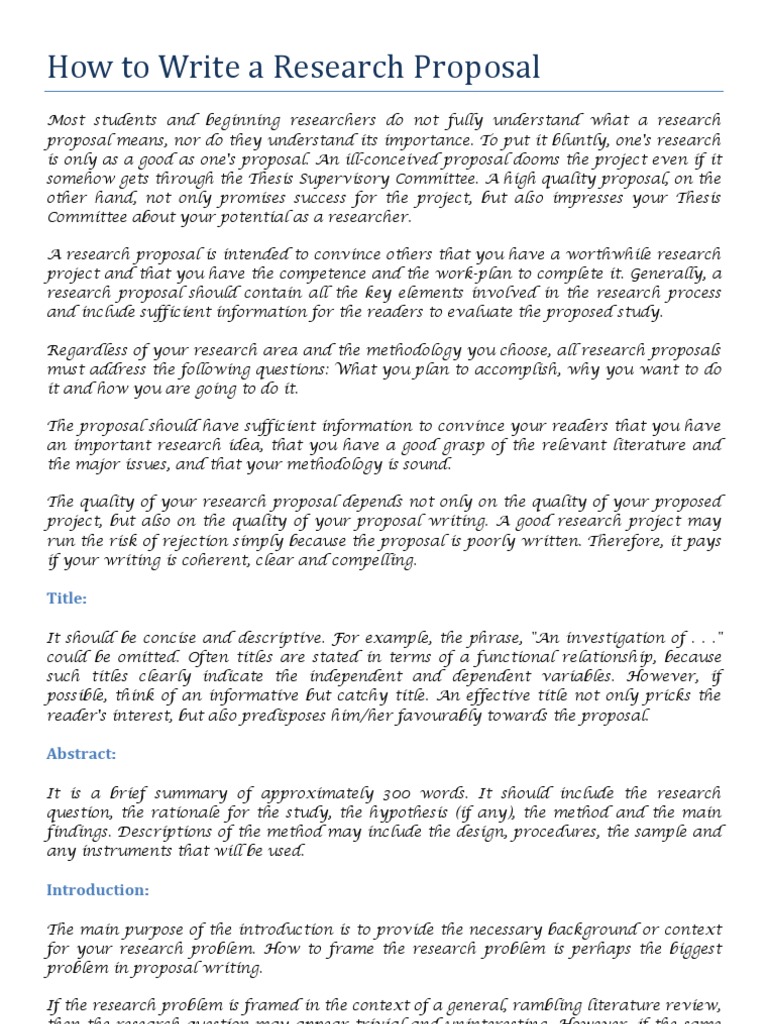 How To Write A Research Proposal | PDF | Literature Review | Hypothesis