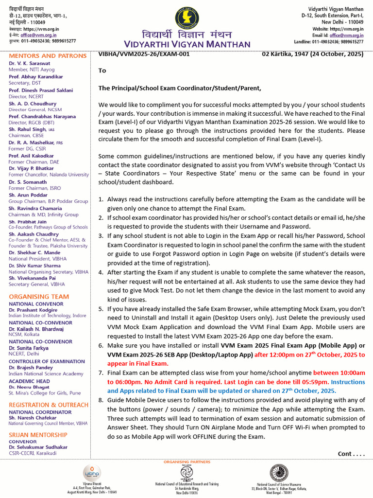 Final Exam Instructions for VVM 2025-26 | PDF | Mobile App | Desktop ...