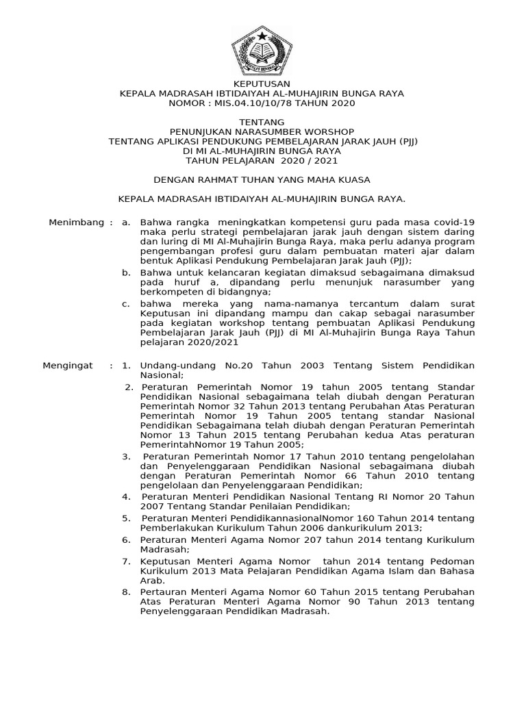 Sk Narasumber Workshop LKPD | PDF