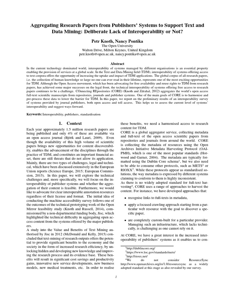 Aggregating Research Papers | PDF | Metadata | Open Access