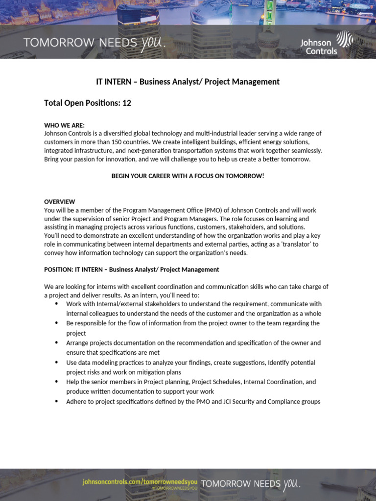 Intern - Project Management - JD | PDF | Project Management | Computing
