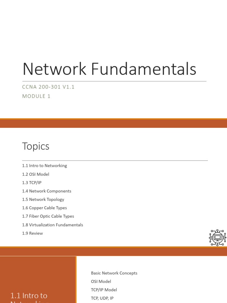 1 - CCNA Module 1 Fundamentals Presentation Slides | PDF | Transmission ...