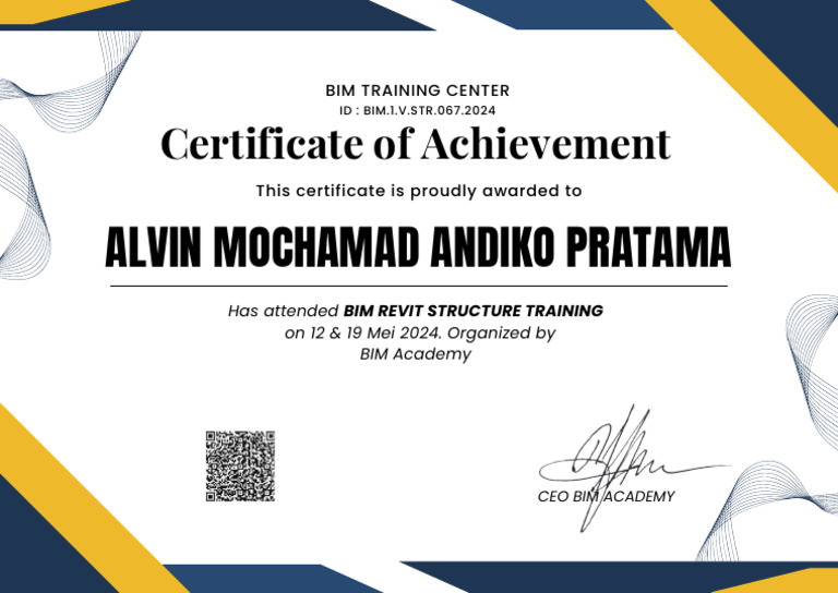 067 - Certificate Bim Revit Structure - Mochamad Alvin Andiko Pratama | PDF