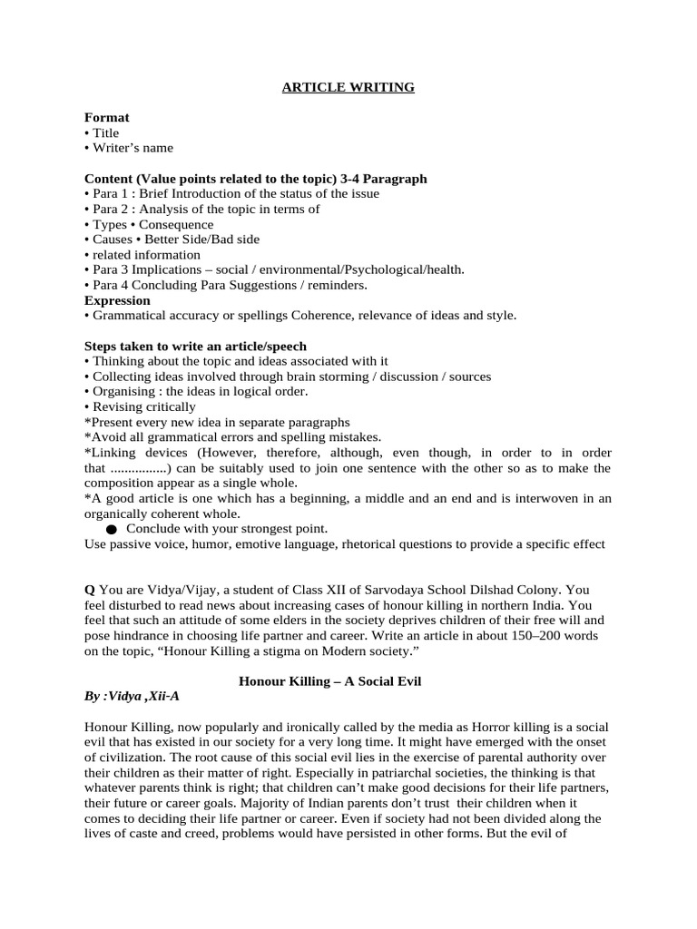 ARTICLE WRITING | PDF