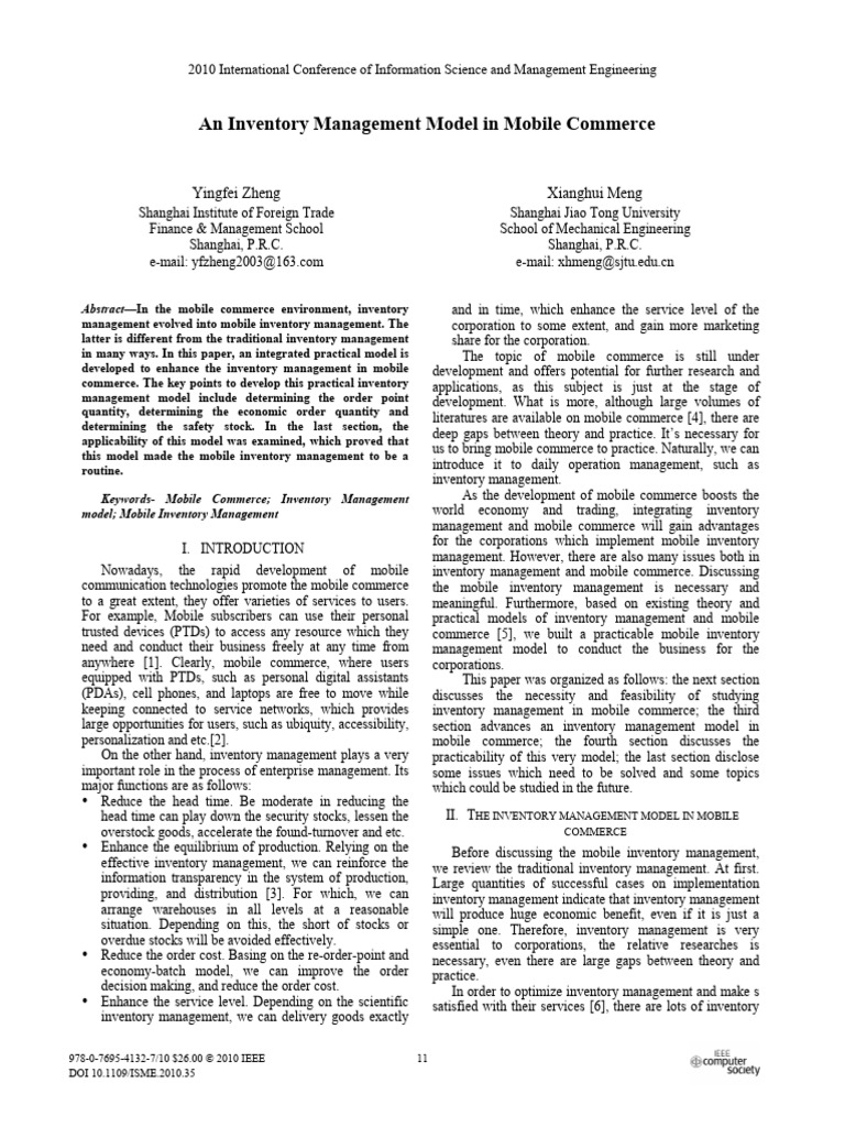 Mobile Inventory Management Model | PDF | Inventory | Commerce