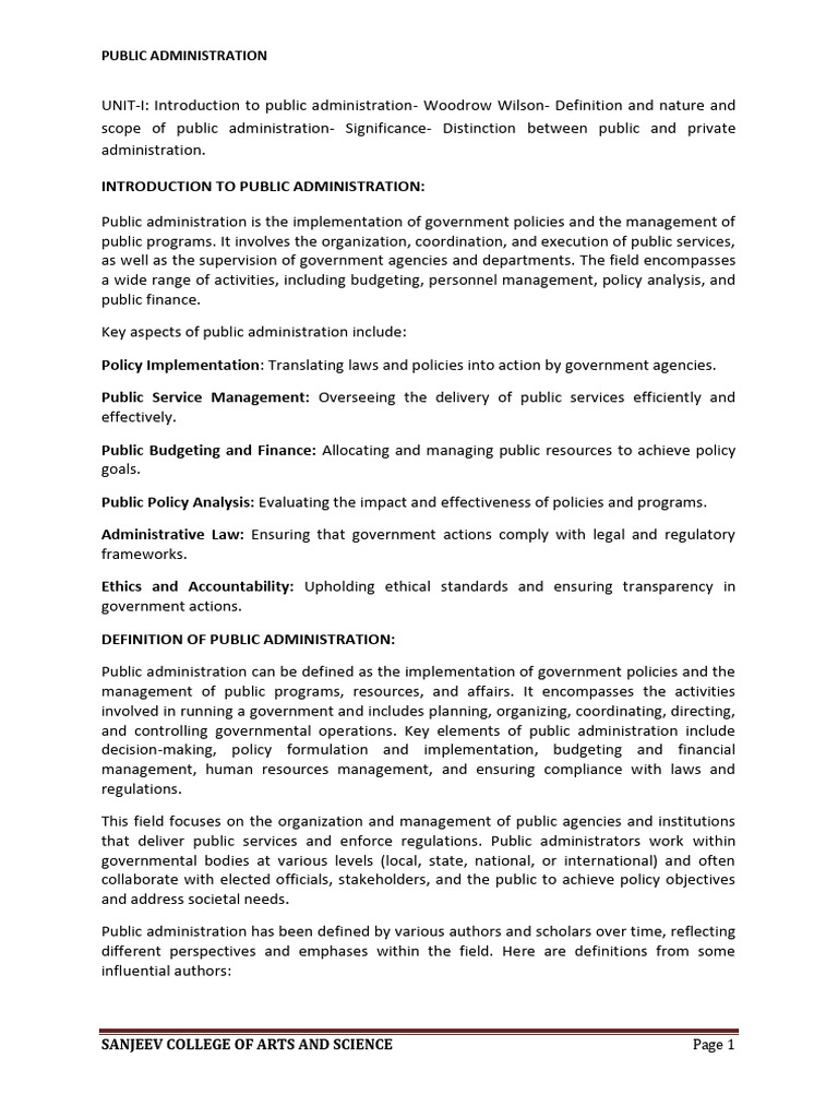 Overview of Public Administration Concepts | PDF | Policy | Governance