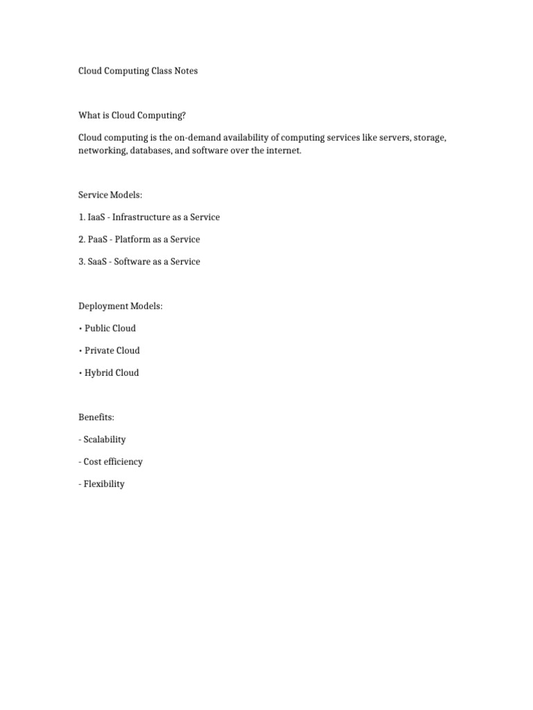 Cloud Computing Notes | PDF