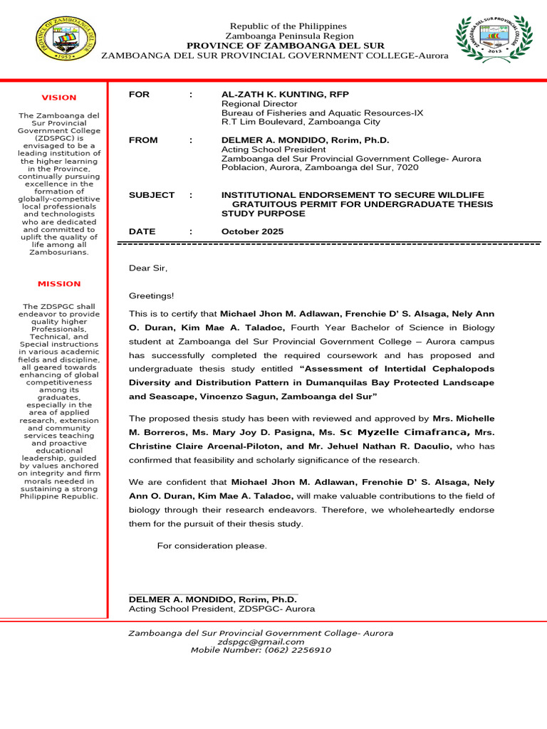 Institution Endoresment Bfar (1) | PDF | Academia | Higher Education