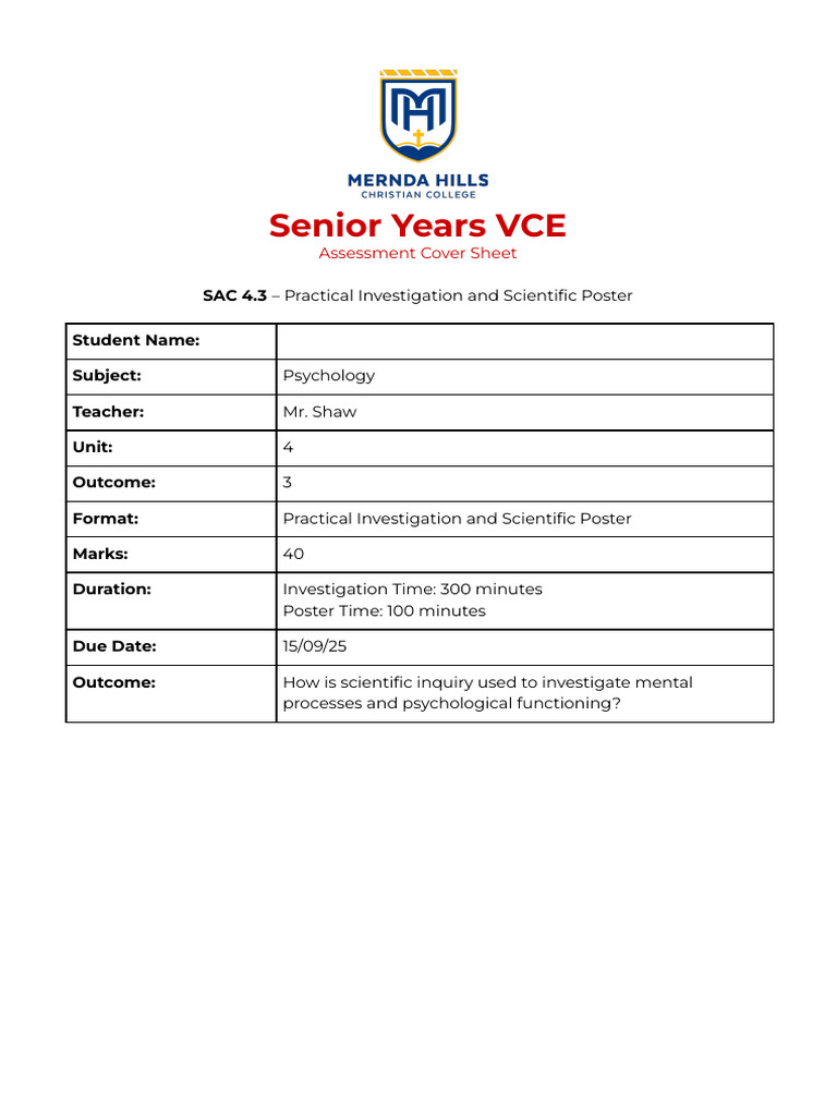 SAC 4.3 (Psych) - 2025 | PDF | Experiment | Data