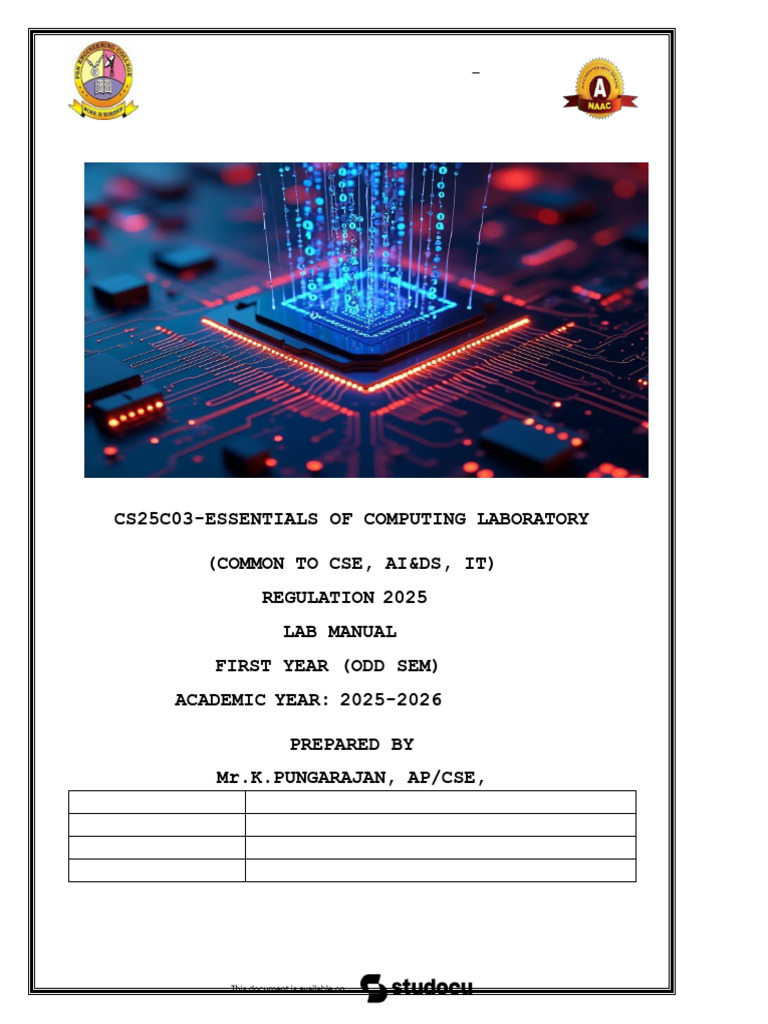 PSN Engineering College | PDF | Microsoft Excel | Microsoft Word