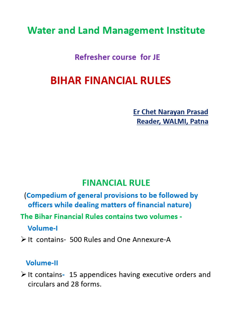 Bihar Financial Rules | PDF | Expense | Taxes