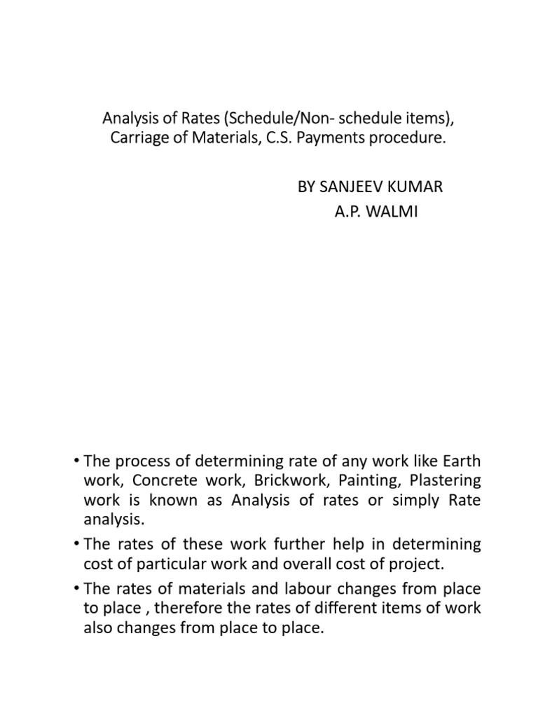 Rate Analysis and Payment Procedures | PDF | Payments