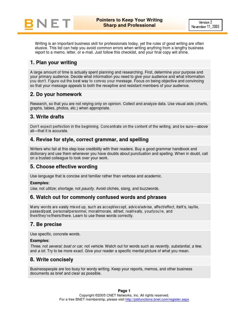 Plan Your Writing: Pointers To Keep Your Writing Sharp and Professional ...