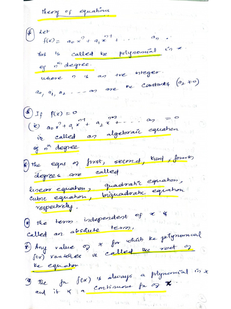 Theory of Equations | PDF