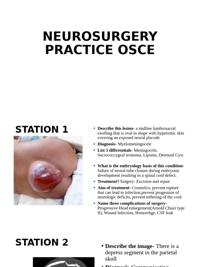 Neurosurgery Osce Practice Questions - Vincent Orji | PDF | Medical Specialties | Nervous System