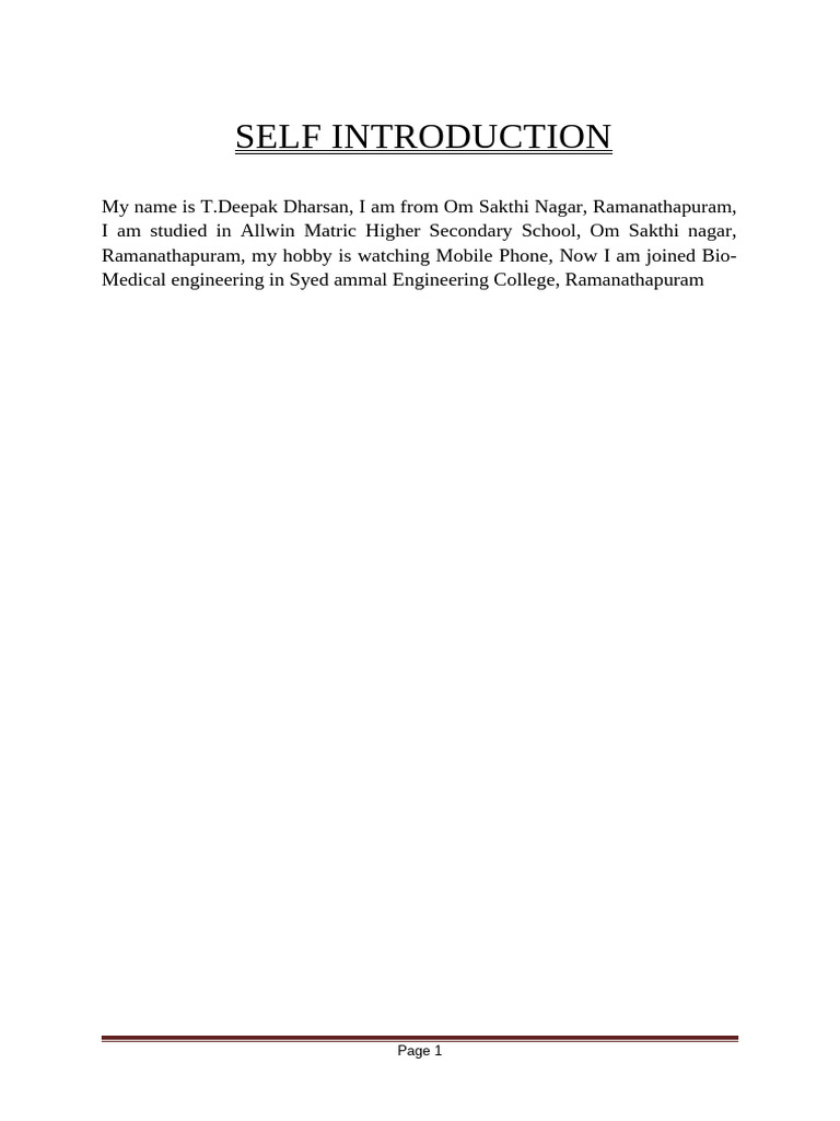 Self Introduction | PDF