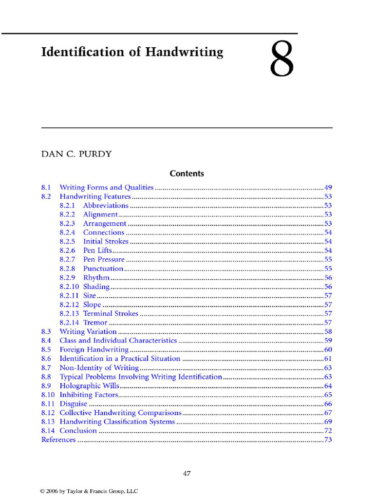 Characteristics of Handwriting | PDF