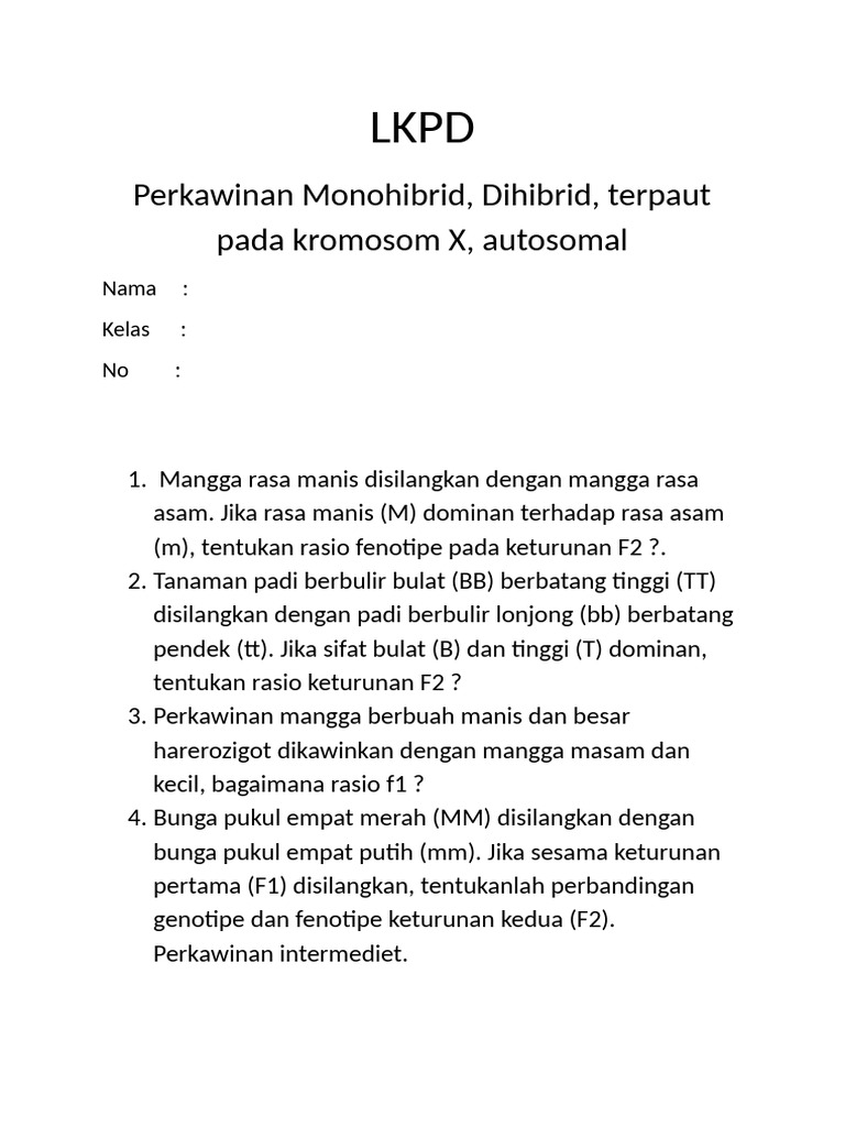 Rasio Fenotipe dan Genotipe Perkawinan Genetik | PDF