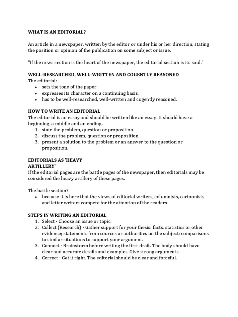Understanding Editorials: A Guide | PDF | Essays | Editorial