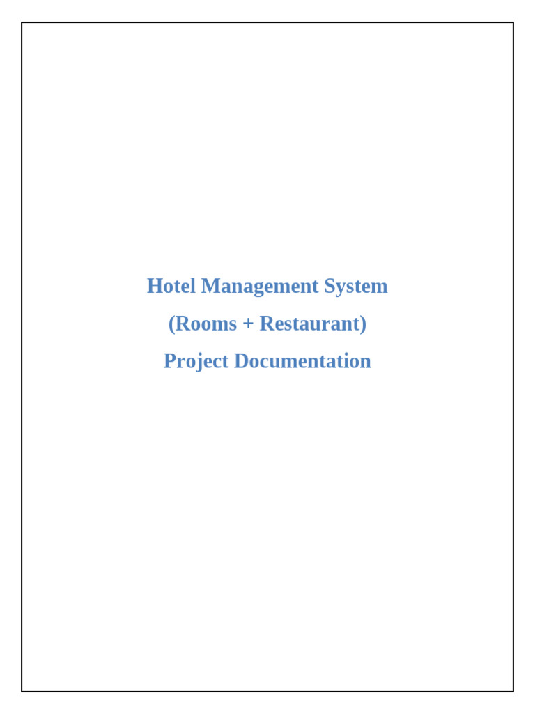 Hotel Management Project Documentation | PDF | Menu | Restaurants