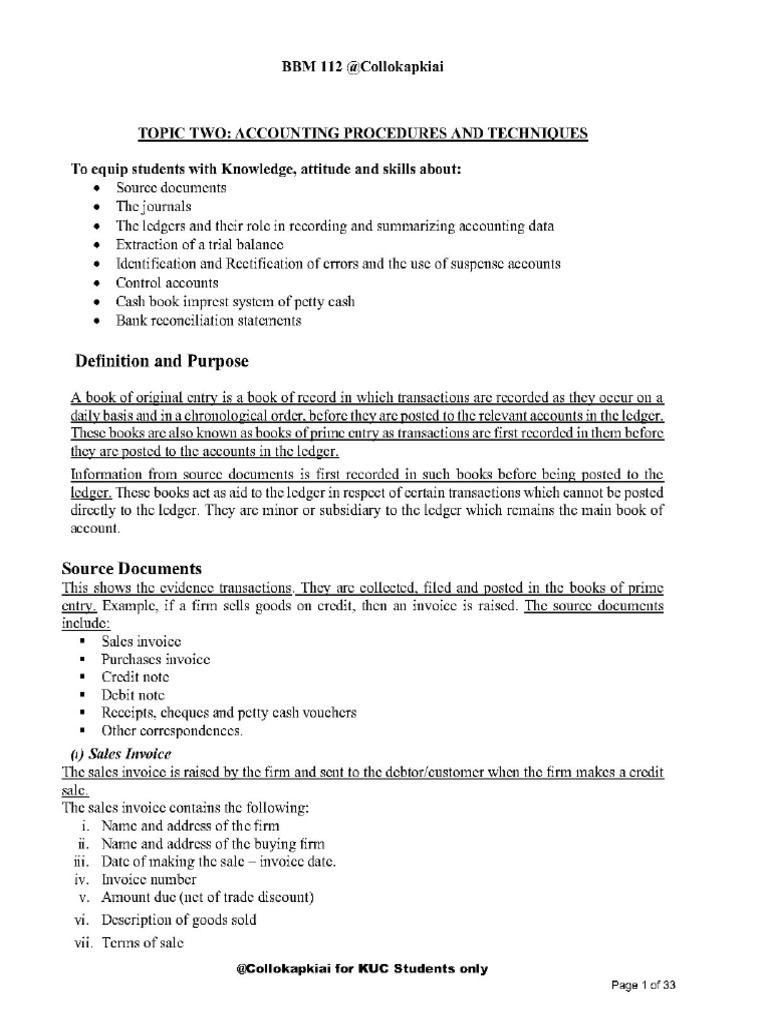 Topic Two-Accounting Procedures and Techniques-1 | PDF