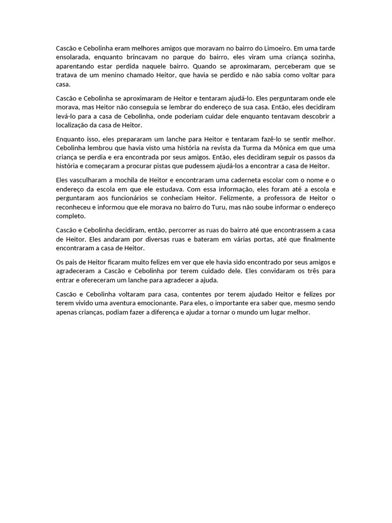 Cascão e Cebolinha Ajudam Heitor | PDF